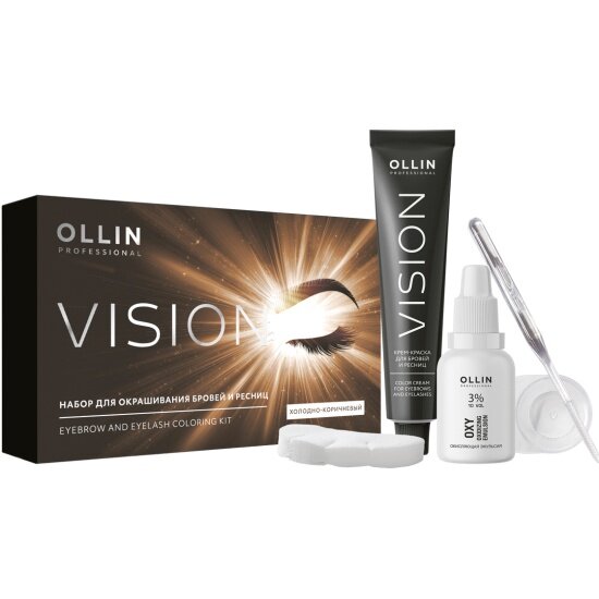 Набор для окрашивания бровей и ресниц Ollin Professional Vision, тон холодно-коричневый