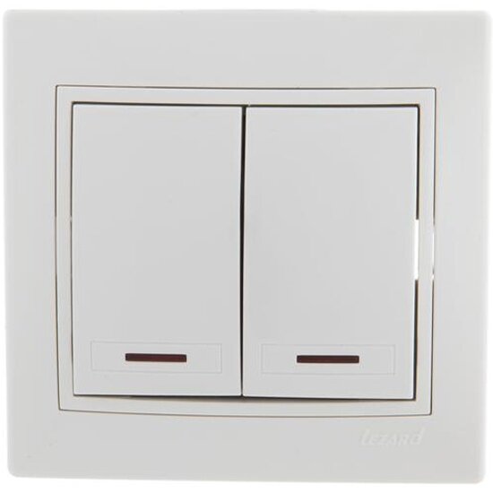 Выключатель Lezard 2-кл. СП Mira 10А IP20 с подсветкой с бел. вставкой бел, 701-0202-112