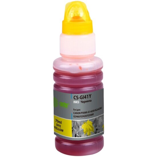 Чернила Cactus CS-GI41Y GI-41 Y желтый 70мл для Canon PIXMA G3460, G3420, G2420, G2460, G1420, G1430 4545C001