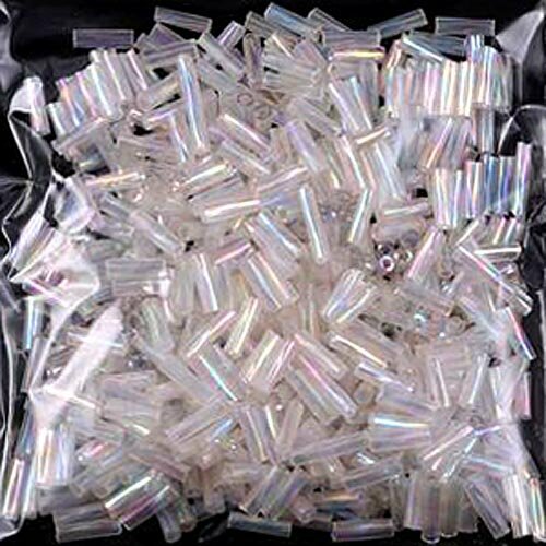 Бисер стеклярус крученый AST-161T белый перламутровый прозрачный 5 мм 20 г, цена за 1 уп.