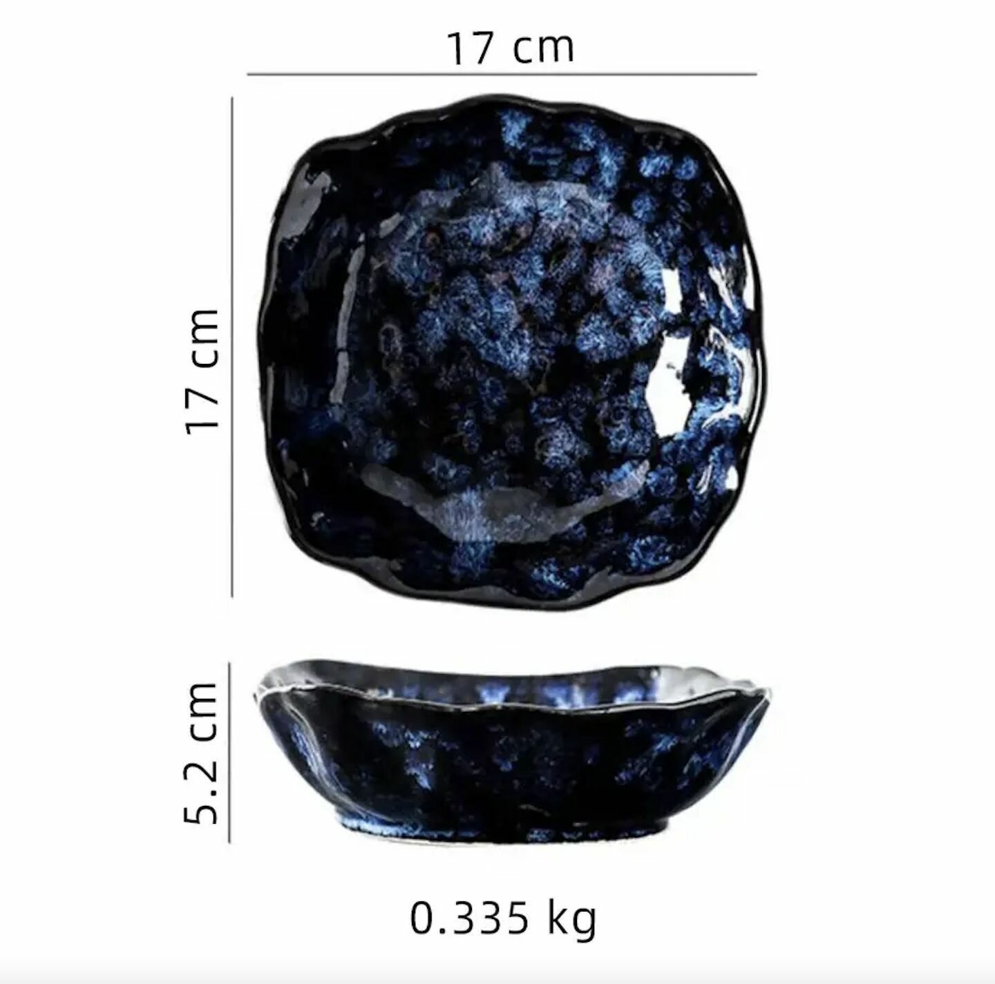 Японский керамический фарфор Japanese Retro 17 см 1 штука, неправильная форма, ручная работа, синий