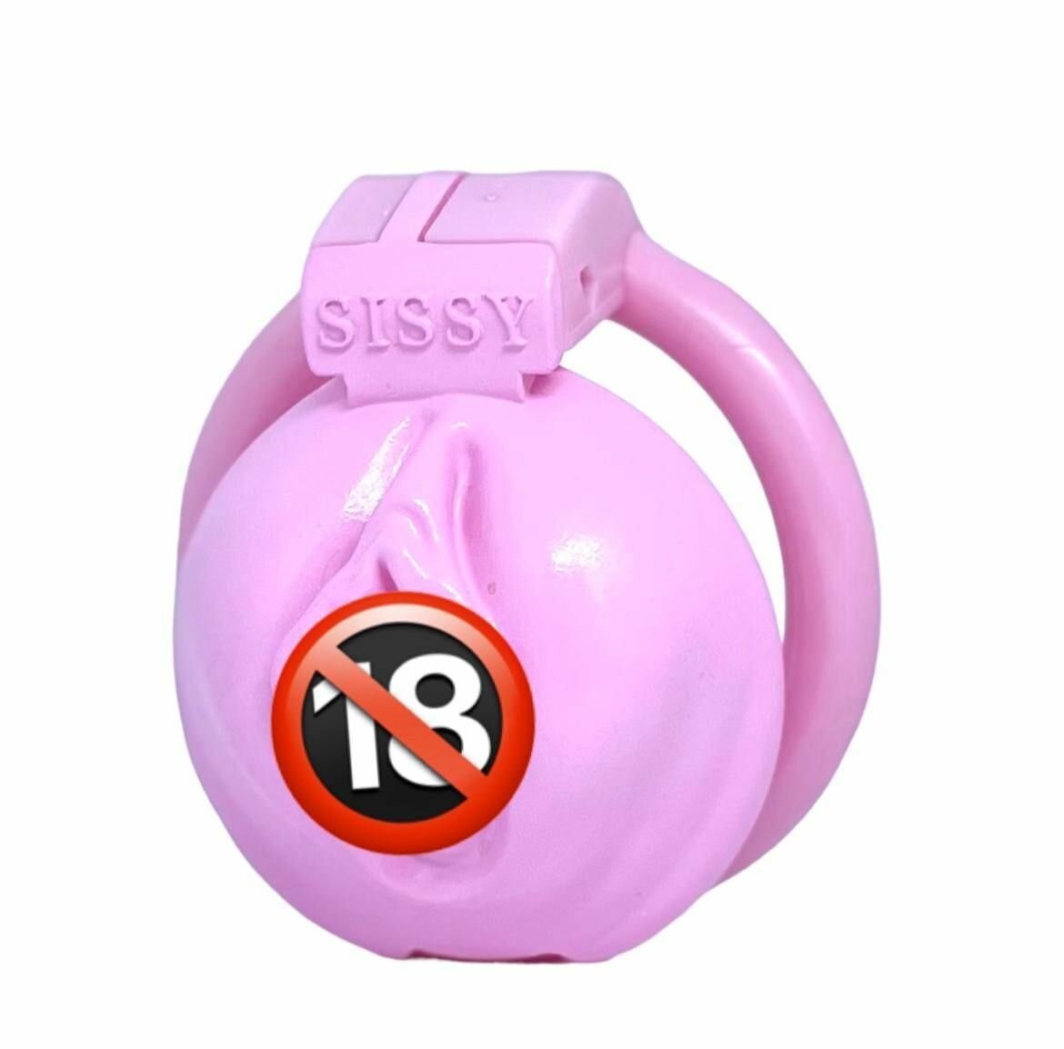 Мужской пояс верности Hotplease sissy belt с имитацией половых губ, пластик, розовый, 18+