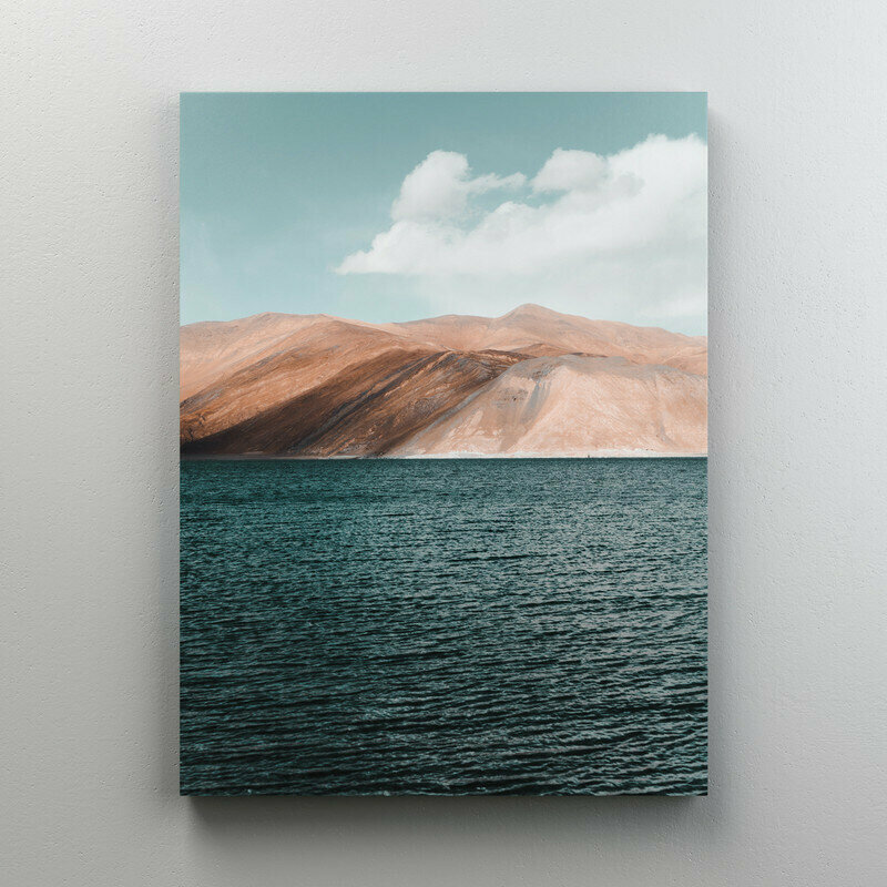 Интерьерная картина на холсте "Пейзаж - озеро Пангонг", размер 22x30 см