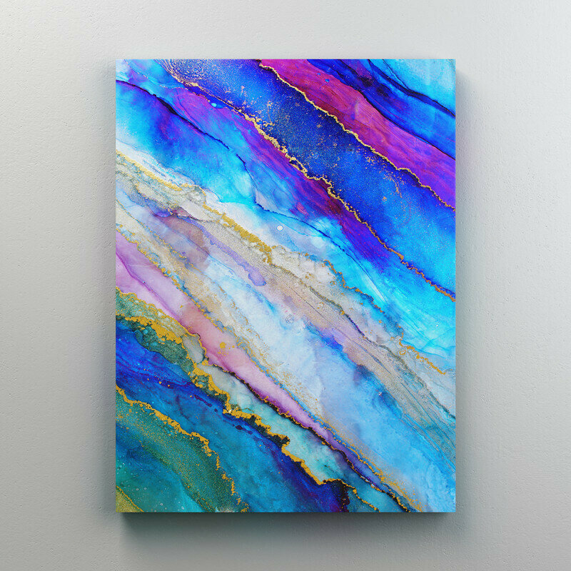 Интерьерная картина на холсте "Абстракция - сердцевина разноцветного камня" размер 45x60 см