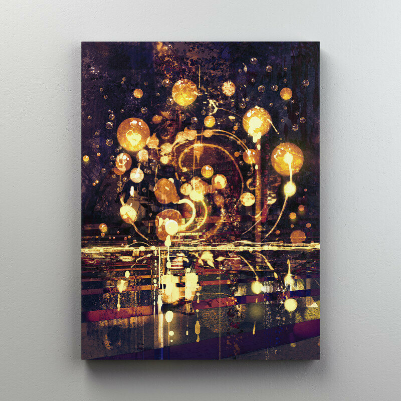 Интерьерная картина на холсте "Абстракция светящиеся шары" размер 22x30 см