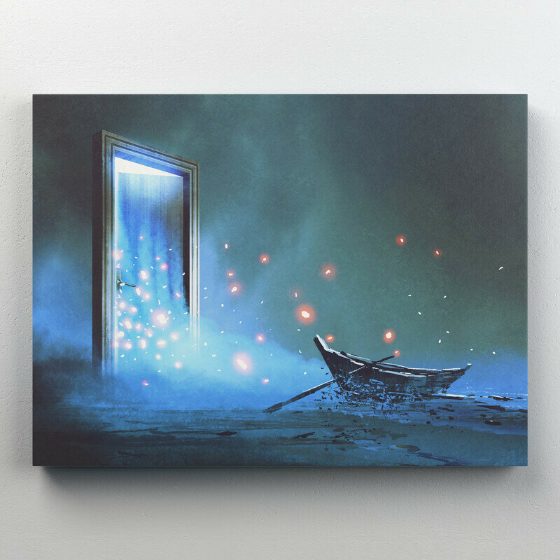 Интерьерная картина на холсте "Сказочная дверь в другие миры" размер 30x22 см