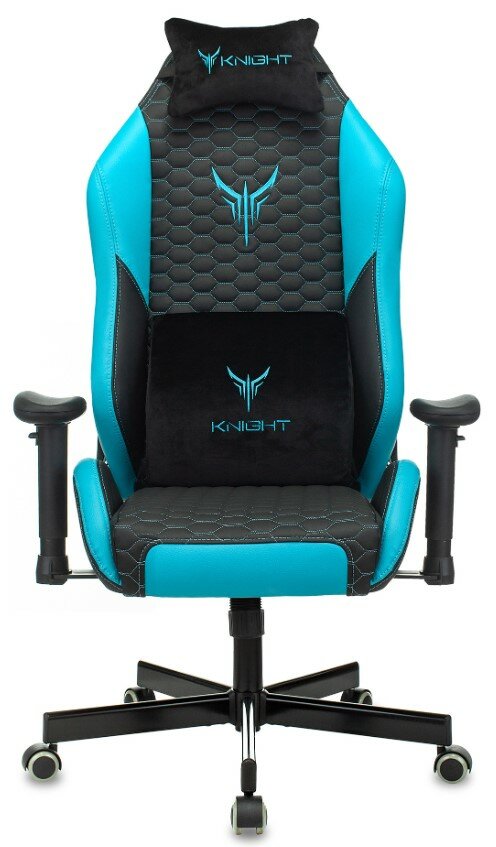 Кресло компьютерное Knight Neon черный/голубой соты