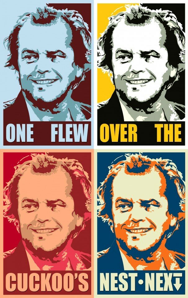 Плакат, постер One Flew Over the Cuckoo's Nest/Пролетая над гнездом кукушки на холсте, размер 60х84см