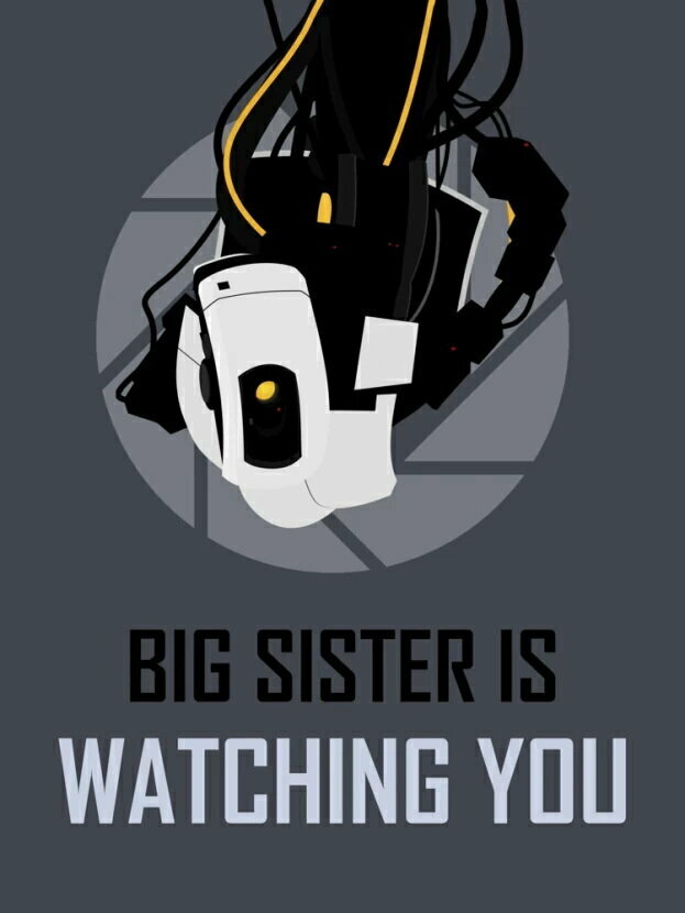 Плакат, постер Portal 2-Big Sister Is Watching You на бумаге, размер 42х60см