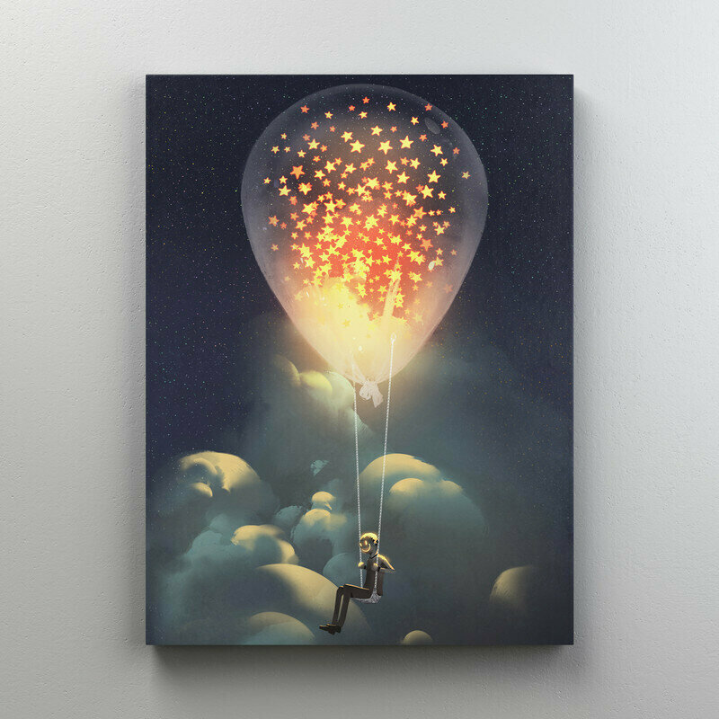 Интерьерная картина на холсте "В звездном небе - шар качели" размер 22x30 см