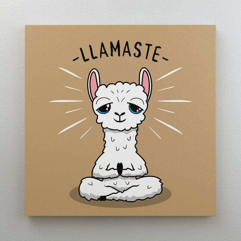Интерьерная картина на холсте "Иллюстрация Ламы - Ламасте и йога" размер 25x25 см