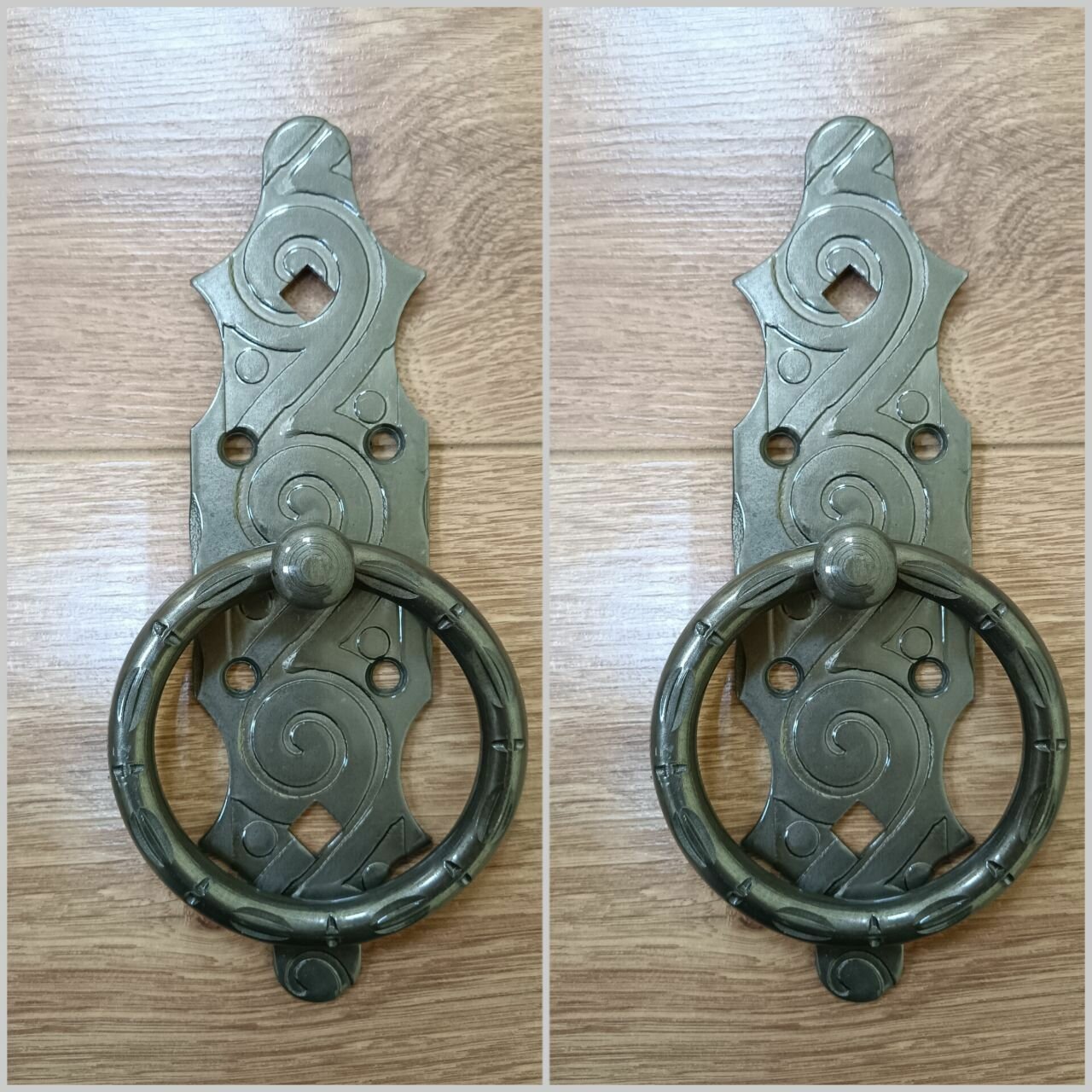 Ручка-кольцо дверная РК-80 мод.6 - 2 шт. /кованая/ серия ярославль (серебро)