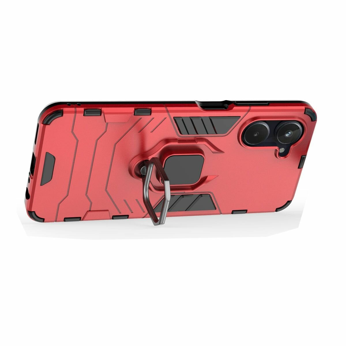 Противоударный чехол с кольцом Panther Case для Realme 10 красный