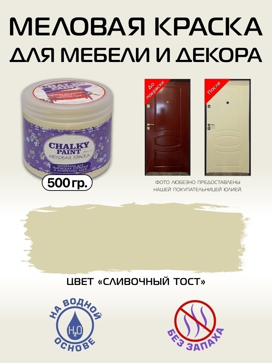 Краска для мебели и декора Chalky Paint, сливочный тост, 500 г