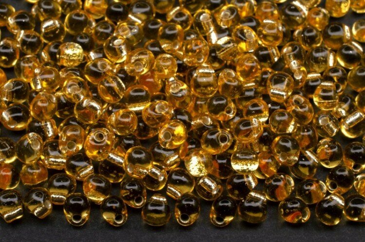 Бисер MIYUKI Drops 3,4мм #0003 золотой, серебряная линия внутри, 10 грамм