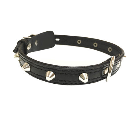 Ошейник для собак кожаный с фурнитурой, черный, шир. 30 мм, ZooMaster (45 см)
