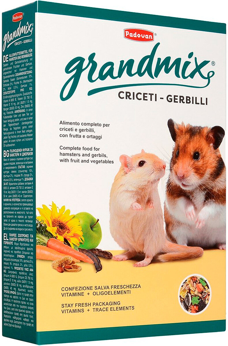 PADOVAN GRANDMIX CRICETI GERBILLI корм для хомяков и песчанок (400 гр х 8 шт)