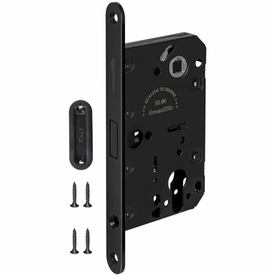 Замок межкомнатный магнитный под цилиндр с ответной планкой Armadillo GRAVITY G02.190.50.85 BL черный (ID:4598