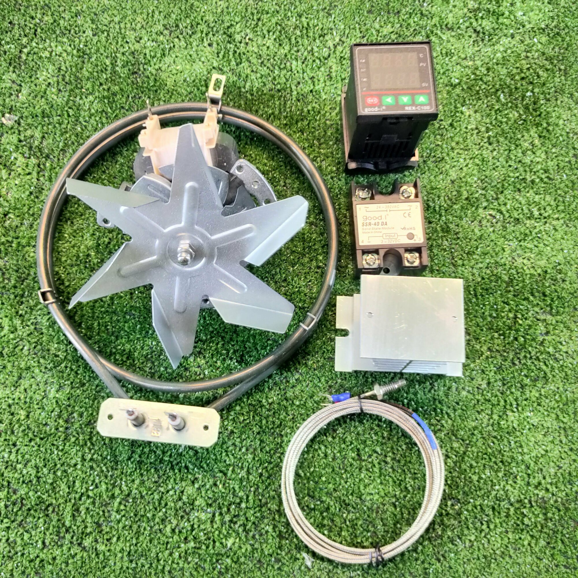 Набор конвекции коптильни №13. Вентилятор ось 25мм + терморегулятор PID C100+ ТЭН 2кВт + твердотел 40а