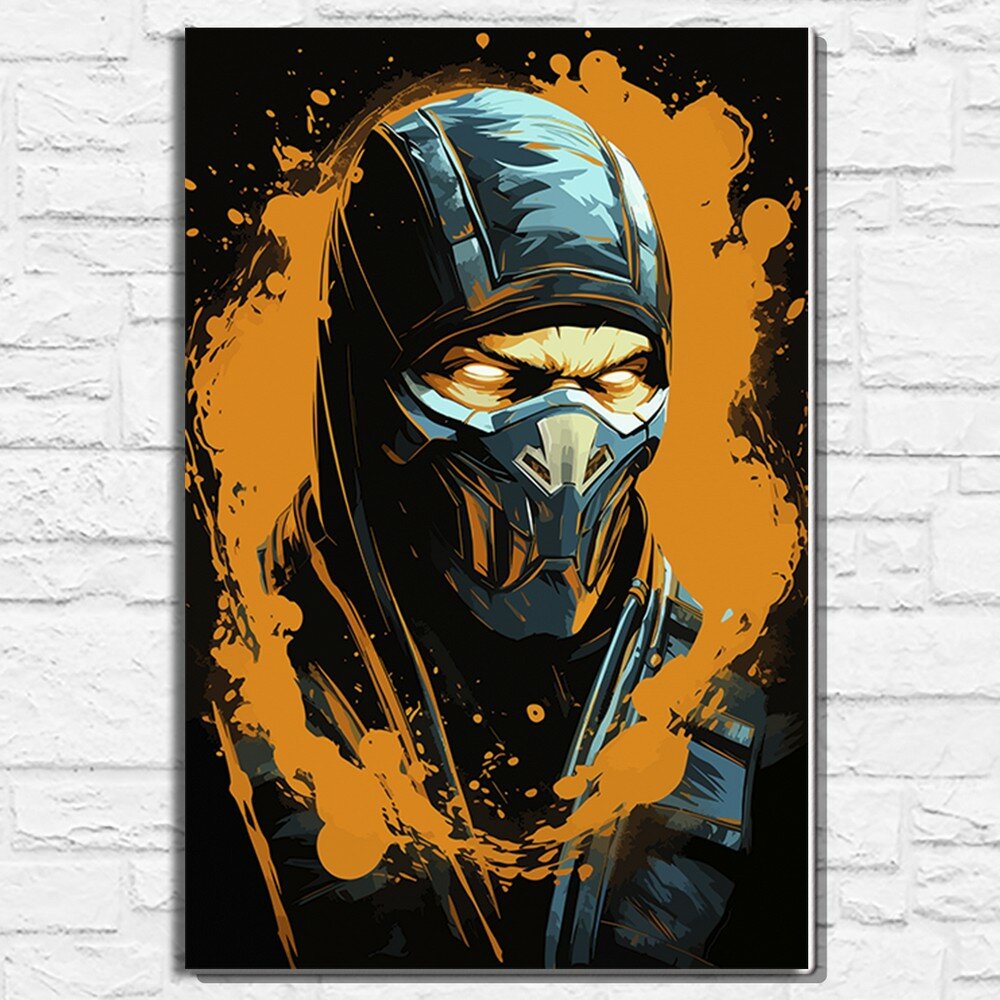 Картина по номерам на холсте игра Mortal Kombat (Sub Zero, Сабзиро PS, PC, XBOX, Switch) - 12598 В 60x40