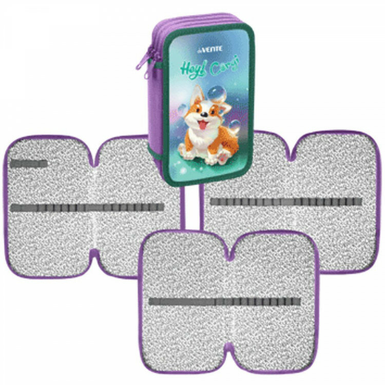 Пенал 3 отделения (deVente) 205х120мм Hey Corgi тиснение фольгой арт.7013302