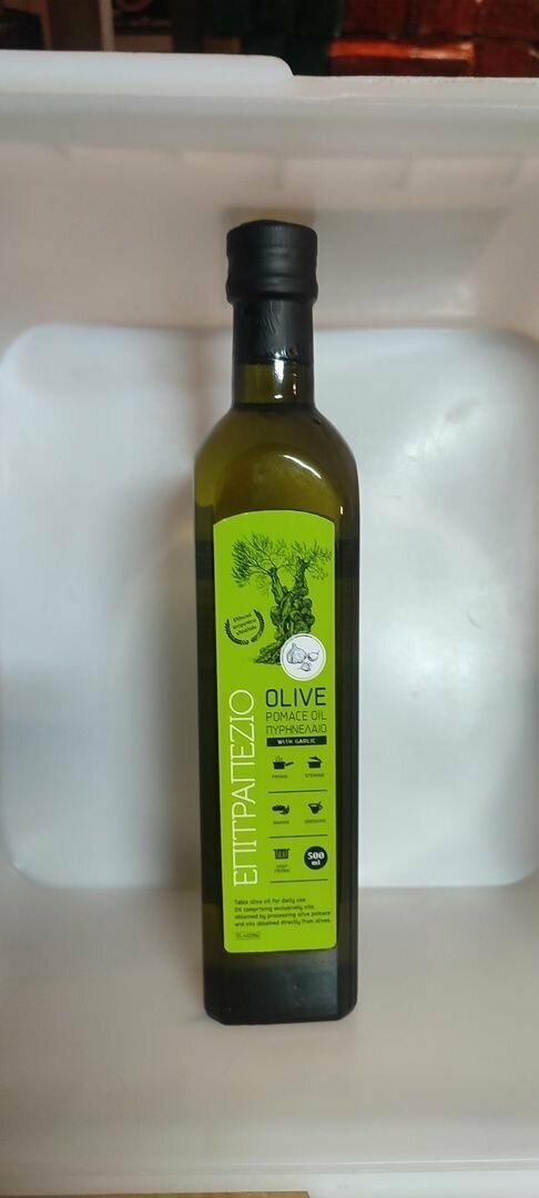 Оливковое масло с чесноком Epitrapezio рафинированное с добавлением нерафинированного Extra Virgin, Греция, 500 мл