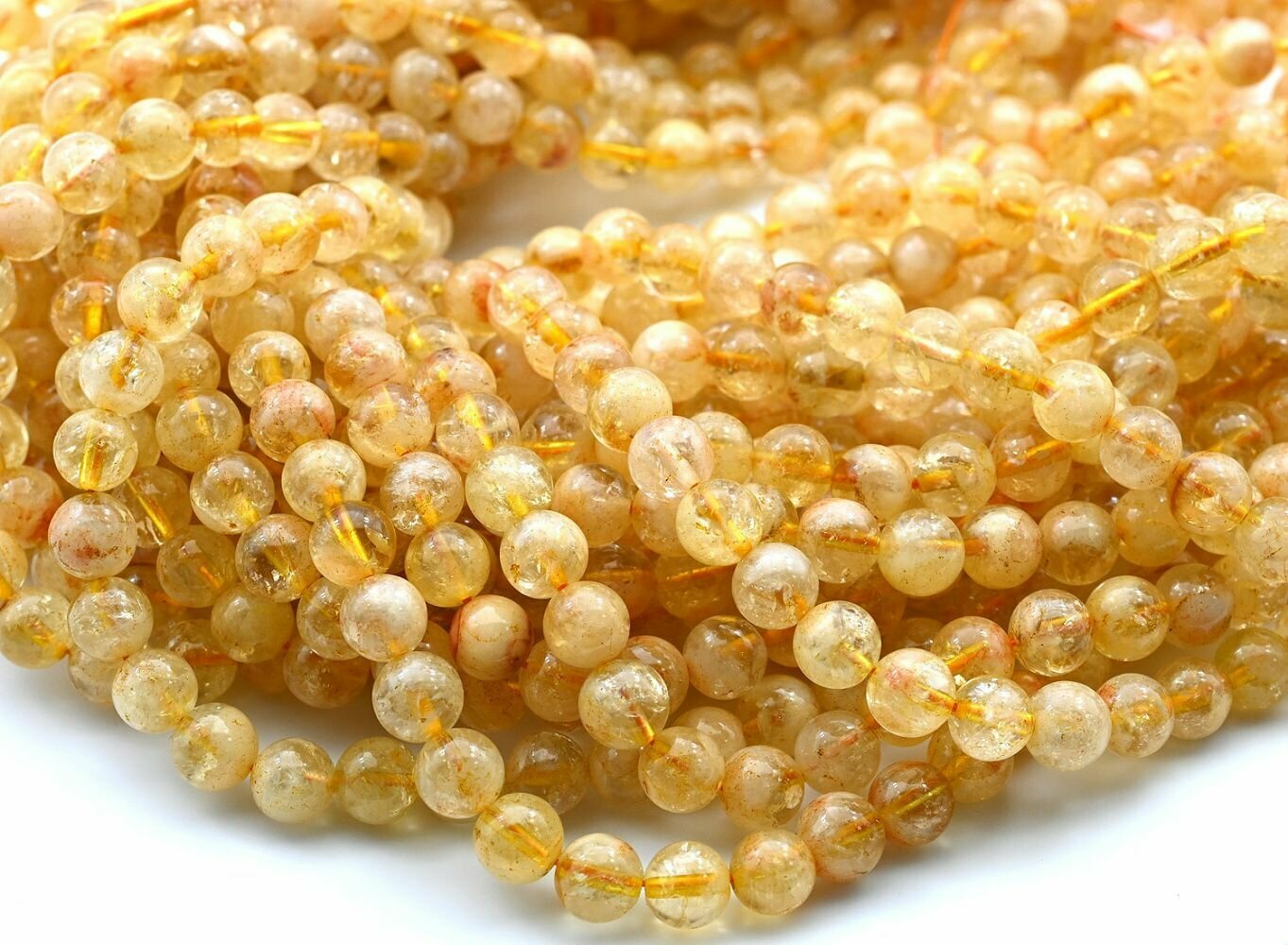 Бусины из цитрина шарик 8мм, 39 см, 50 бусин