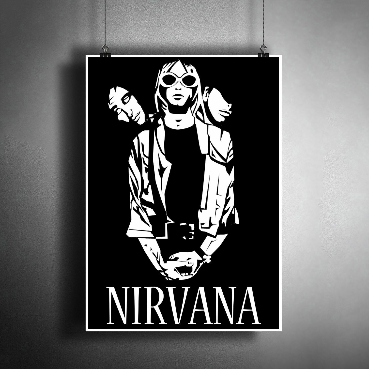 Постер плакат для интерьера "Нирвана" Курт Кобейн / Декор дома, офиса, комнаты, квартиры, детской A3 (297 x 420 мм)