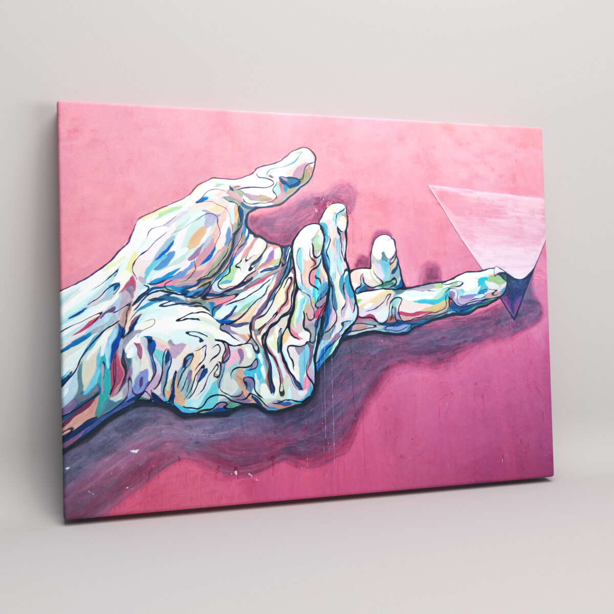 Картина на холсте (интерьерный постер) "Ладонь мужчины - граффити" стрит арт, с деревянным подрамником, размер 40x30 см