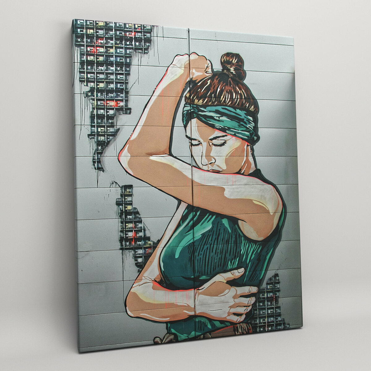 Картина на холсте (интерьерный постер) "Граффити - красивая девушка", с деревянным подрамником, размер 45x60 см