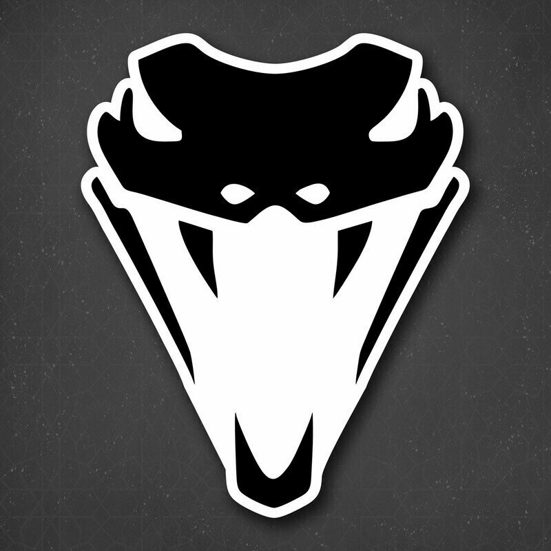 Наклейка на авто "Хищная змея ЧБ" 19x23 см