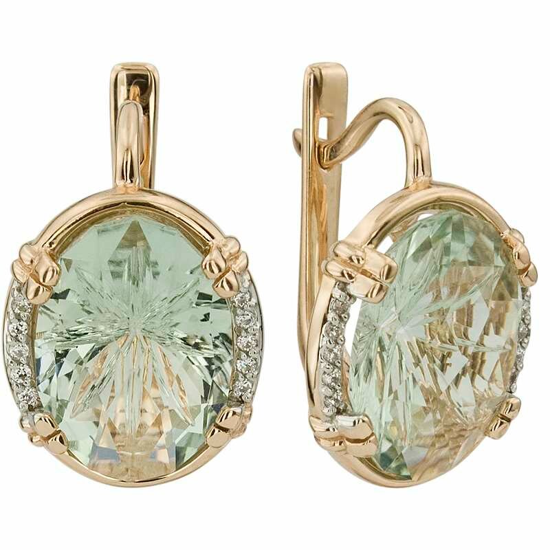 Серьги, красное золото, 585 проба, аметист