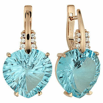 Серьги ALORIS, красное золото, 585 проба, топаз
