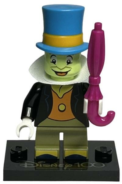 Минифигурка Lego coldis100-3 Jiminy Cricket, Disney 100 (Complete Set with Stand and Accessories)
