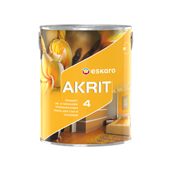 Краска 0.95л Eskaro Akrit 4 Глубокоматовая для Стен и Потолков.
