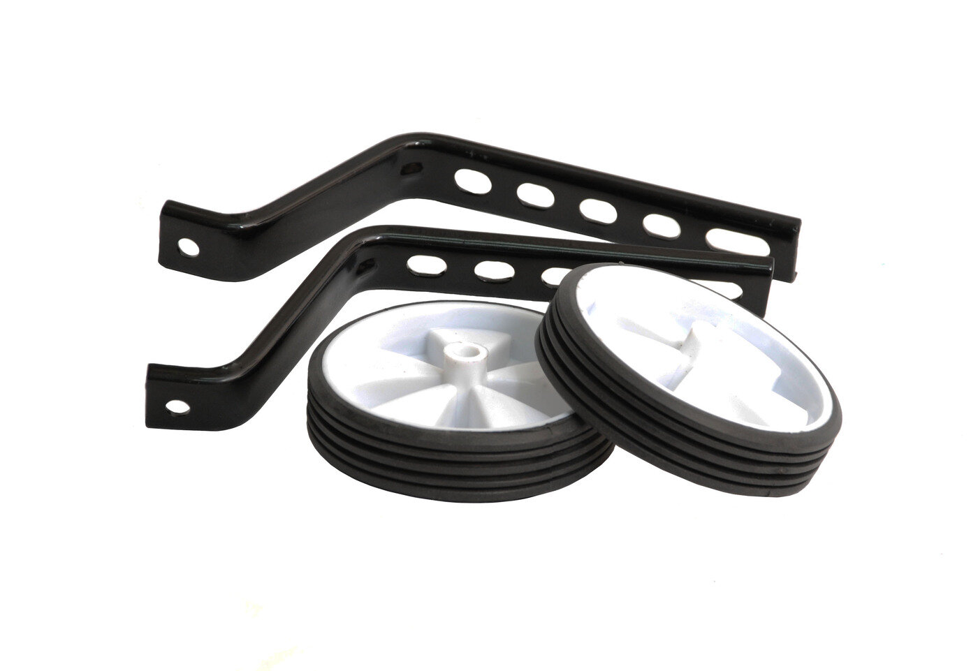 Приставные Боковые детские колеса на 12-20", балансирные, 107 мм, с крепежом, пластик, белые