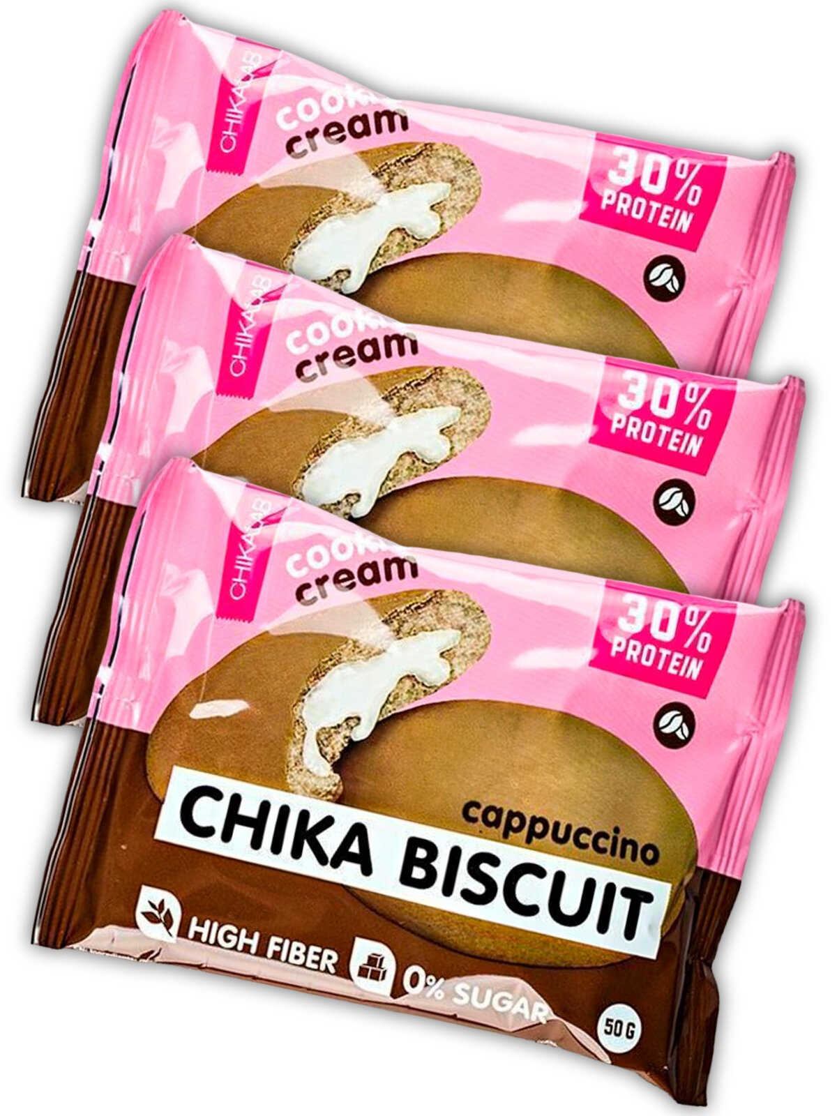 Протеиновый батончик Chikalab Бисквитное печенье Chika Biscuit 3 х 50, Капучино