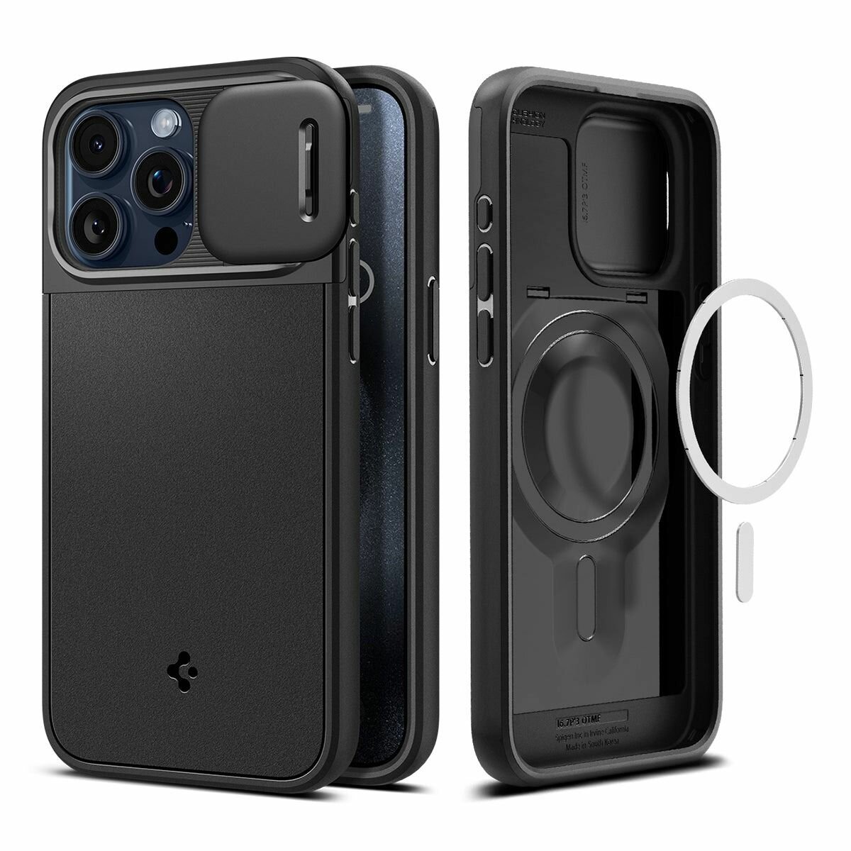 Чехол Spigen на Apple iPhone 15 Pro Max (ACS06599) Optik Armor MagFit / Спиген чехол для Айфон 15 Про Макс MagSafe, противоударный, с защитой камеры, черный