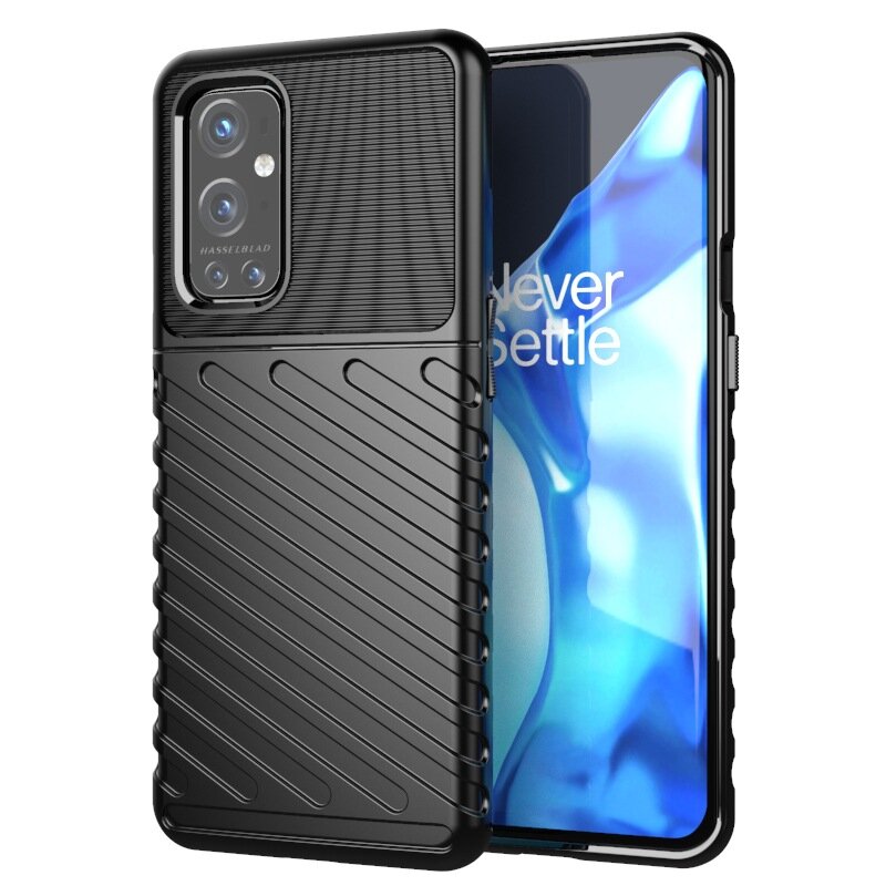 Чехол панель-бампер MyPads для OnePlus 9 Pro из тончайшего и прочного силикона с матовой отделкой «под карбон» черная
