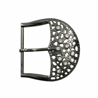 GB 1498 Micron пряжка со стразами 65x67 мм №06 черный никель прозрачный фурнитура