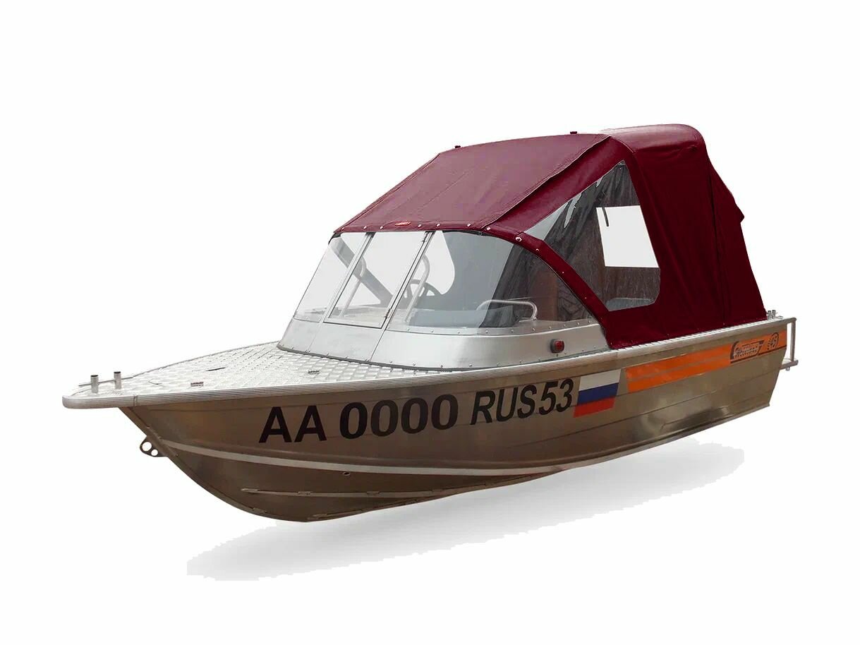 Wellboat-45i / Вельбот-45i. Тент с дугами с креплением на штатное стекло