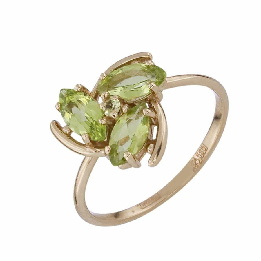 Кольцо, красное золото, 585 проба, хризолит