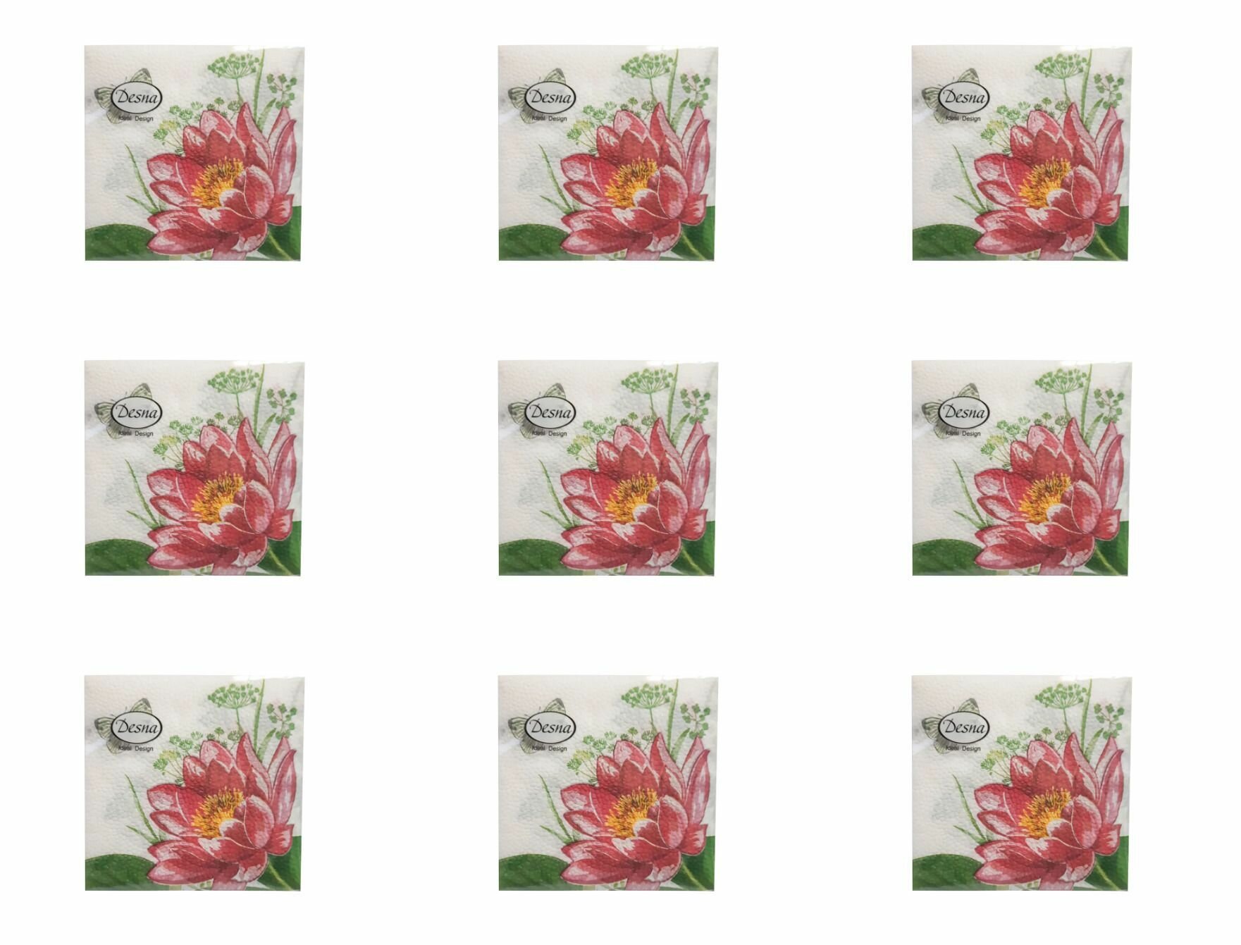 Desna Design Салфетки Цветная лилия, 1 слой, 24х24, 40 шт, 9 уп