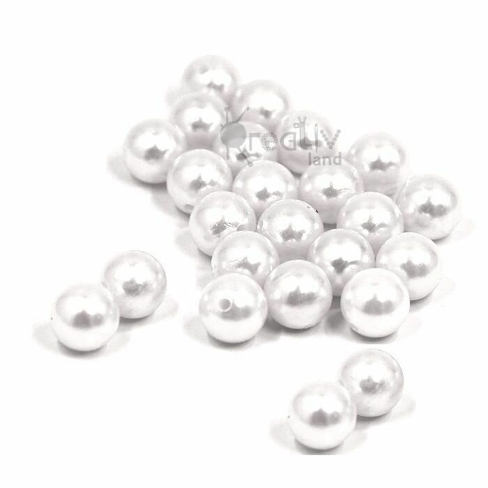 Бусины полуматовые, белый 14 мм, 500 грамм