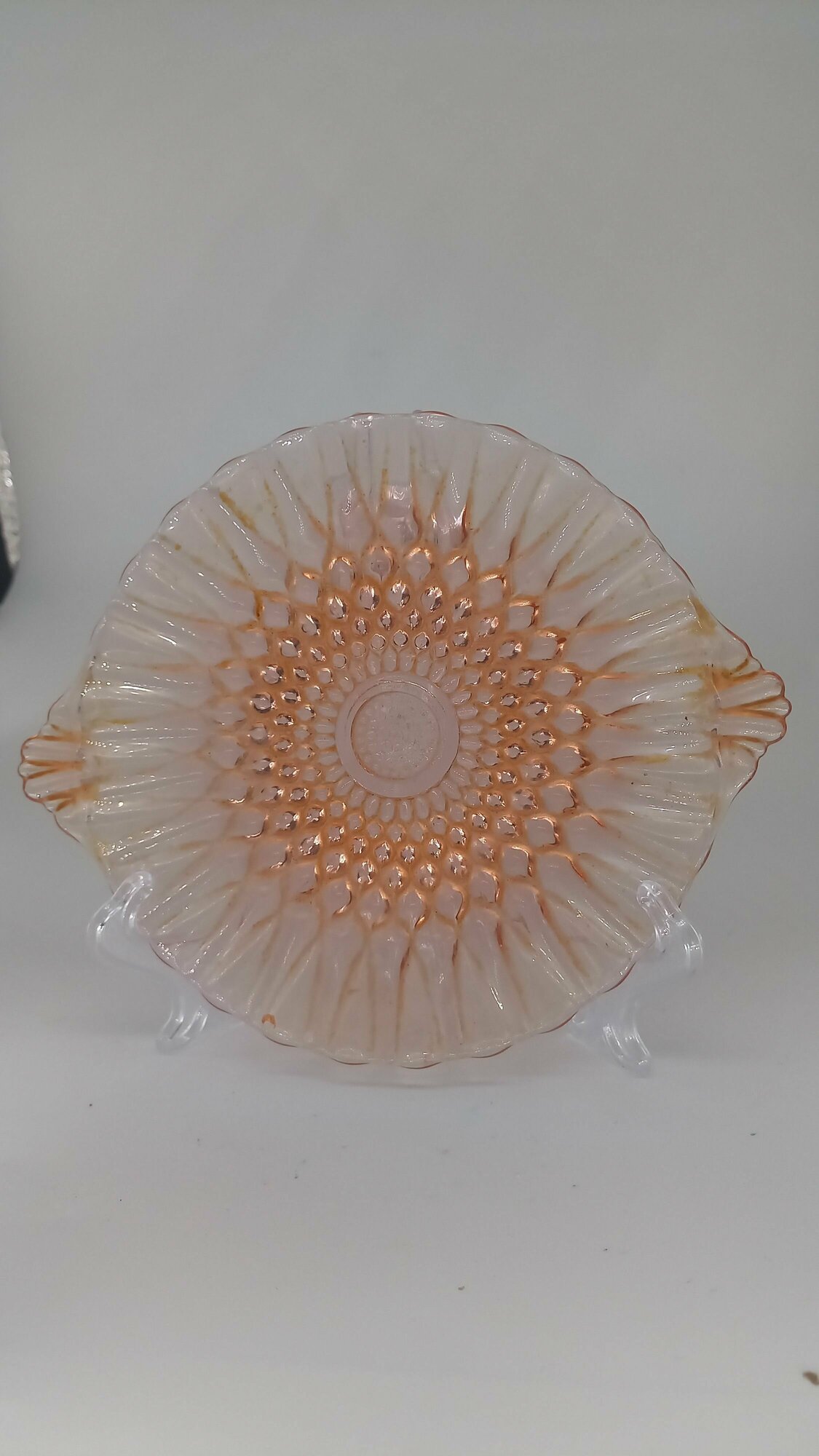 Винтажная советская тарелка блюдо из карамельного стекла, СССР