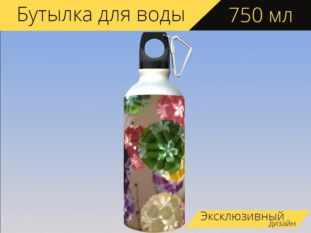 Бутылка фляга для воды "Лампа, безумно красивая, красивый" 750 мл. с карабином и принтом