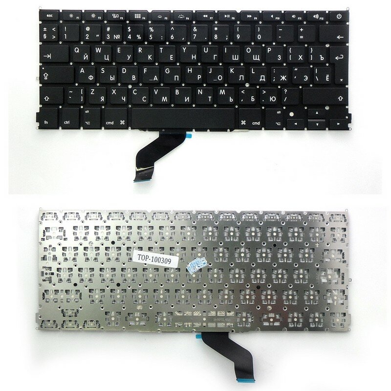 Клавиатура Apple MacBook Pro 13" A1425. Г-образный Enter. Черная, без рамки. PN: A1425. (Новый)