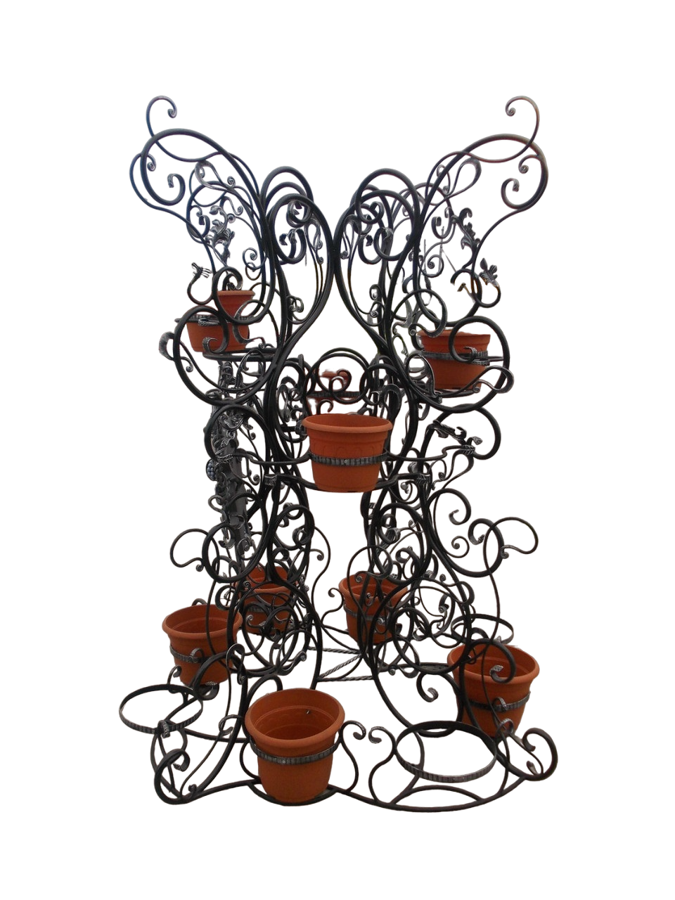 Кованая уличная цветочница на 8 больших и 4 средних цветочных горшка, ручная работа
