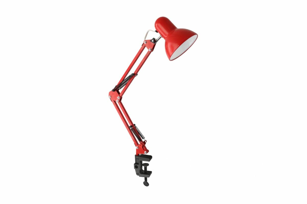Лампа настольная Ultraflash на струбцине 12896 UF-312P С04, красная