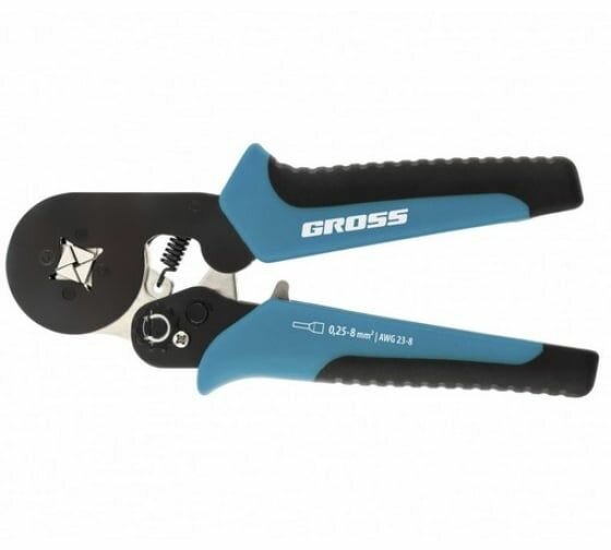 Клещи для обжима наконечников электропроводов с сечением 0,25-8 мм2 GROSS 17724